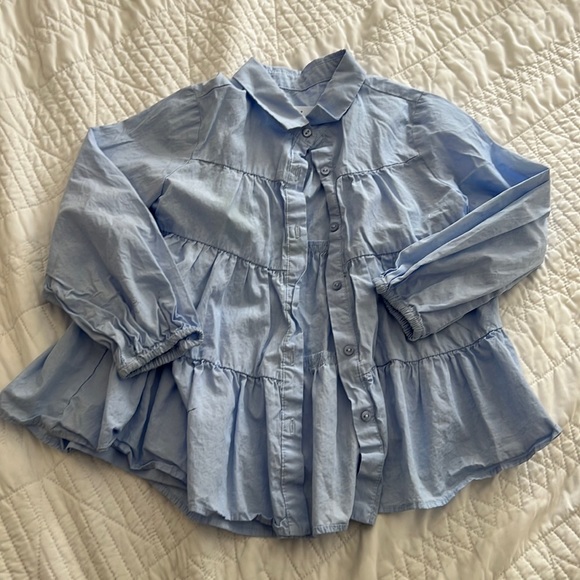 Zara | Shirts & Tops | Zara Ruffle Button Down | Poshmark